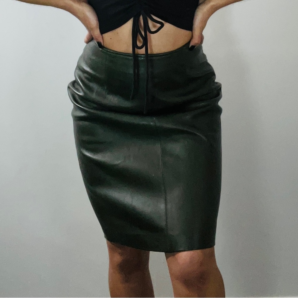 Green Leather Skirt - Gem